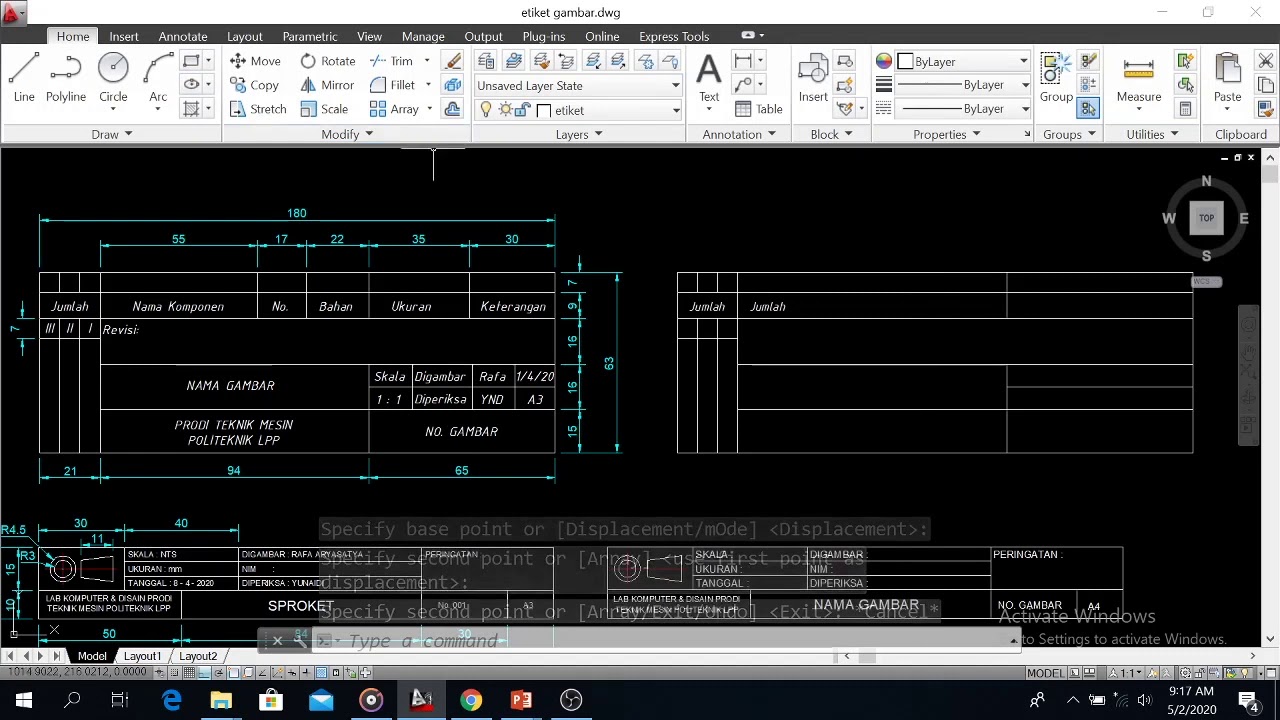 Membuat etiket atau kepala gambar (drawing title) dengan AutoCAD - YouTube