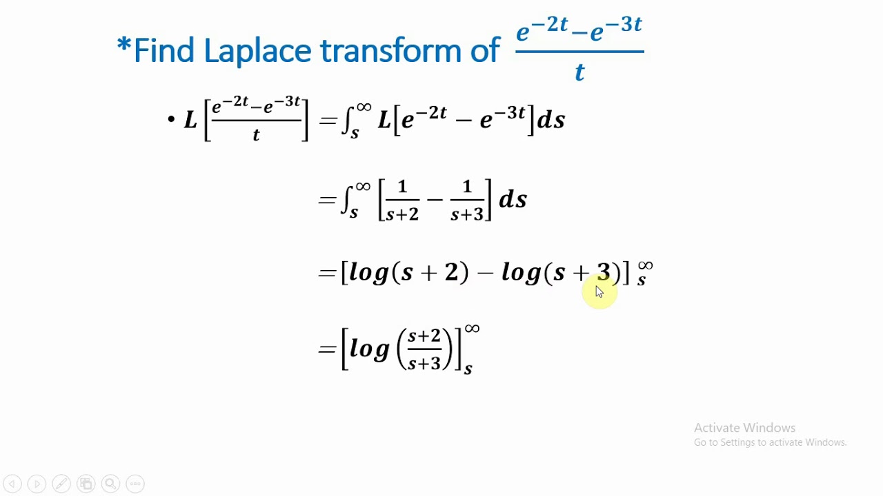 B.Tech S2/S4 -LAPLACE TRANSFORM 4 - Division by t - YouTube