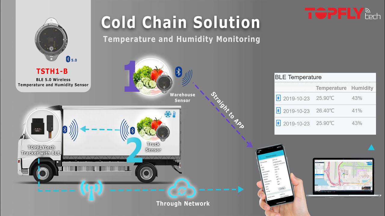 TOPFLYtech BLE 5.0 temp & humi sensor on-hand look! - YouTube