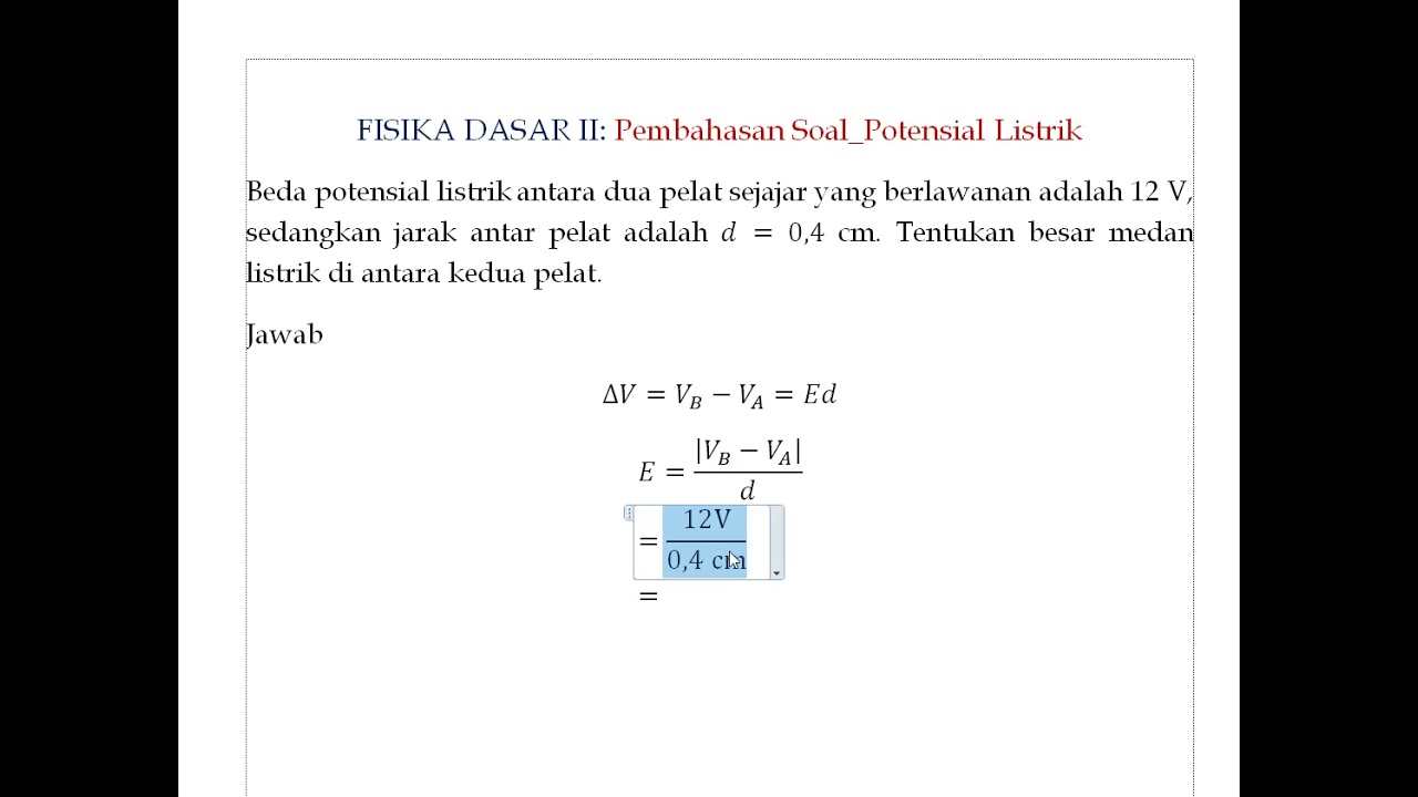 Tutorial Fisika Dasar II_Mencari Beda Potensial Listrik antara Dua ...