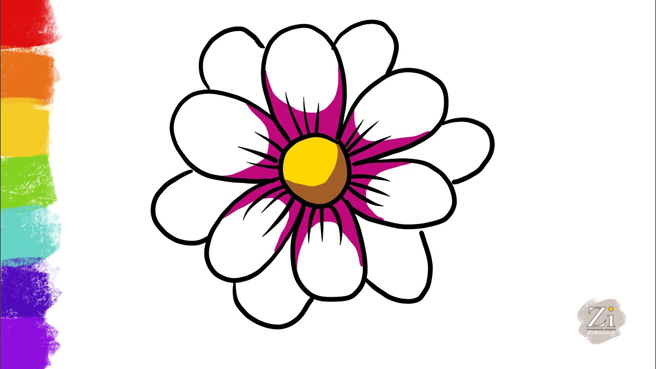 Bolalar uchun gul rasm chizish | Drawing flower for children - YouTube