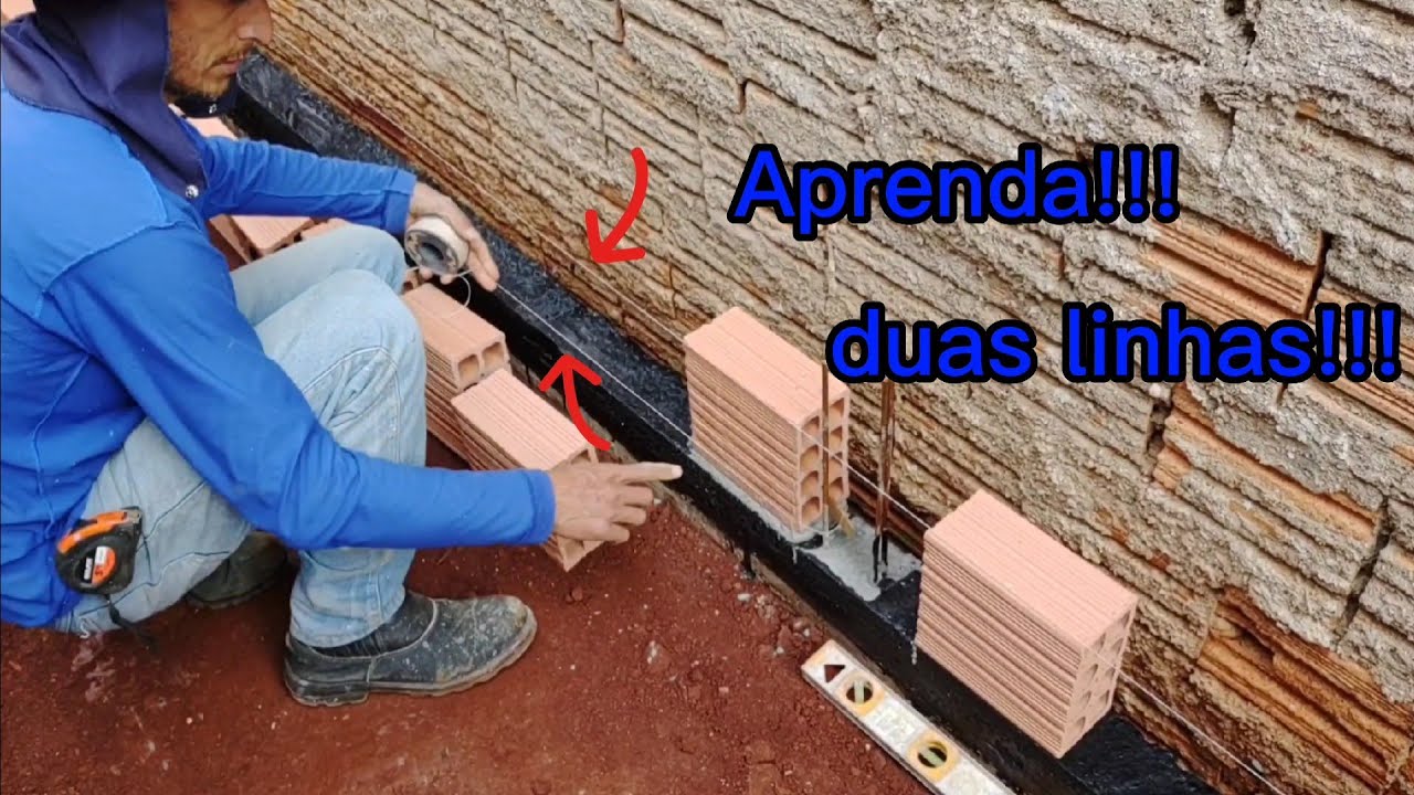 Assentamento da primeira fiada com duas linhas, perfeito para ...