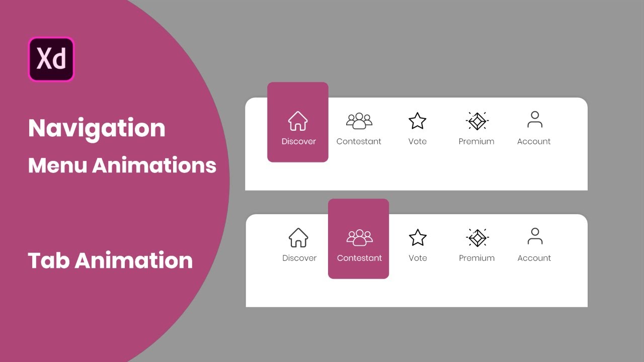 Navigation Menu Animations in Adobe Xd | Auto Animate | Ui UX | Tab ...