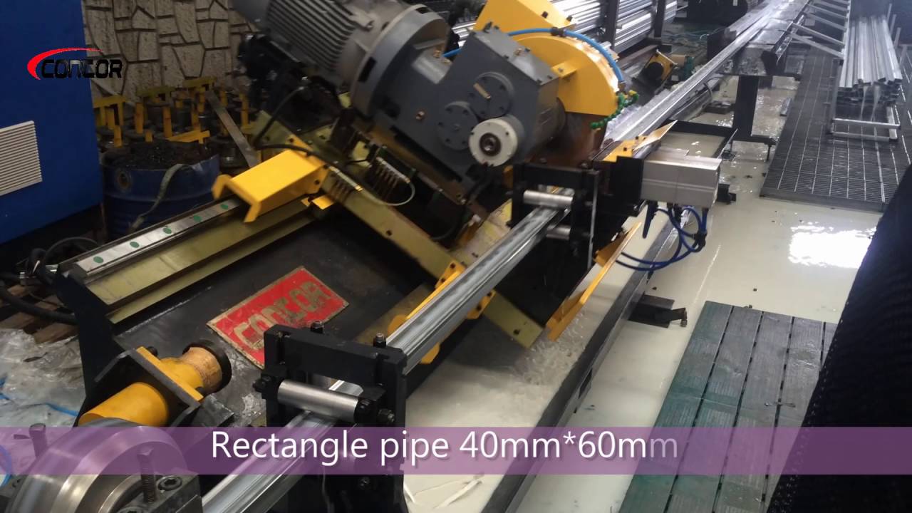 Rectangle steel tube cutoff inline - YouTube