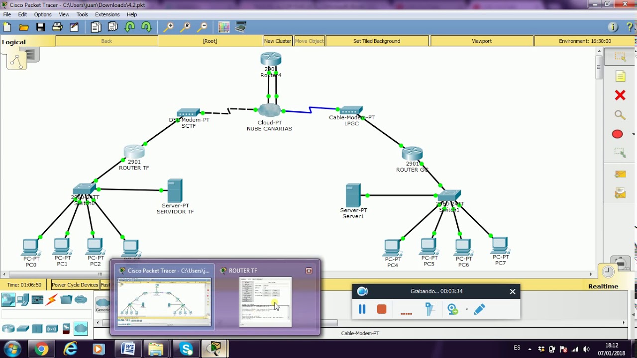 Simulación de conexión WAN de varios domicilios con ISP usando xDSL y ...