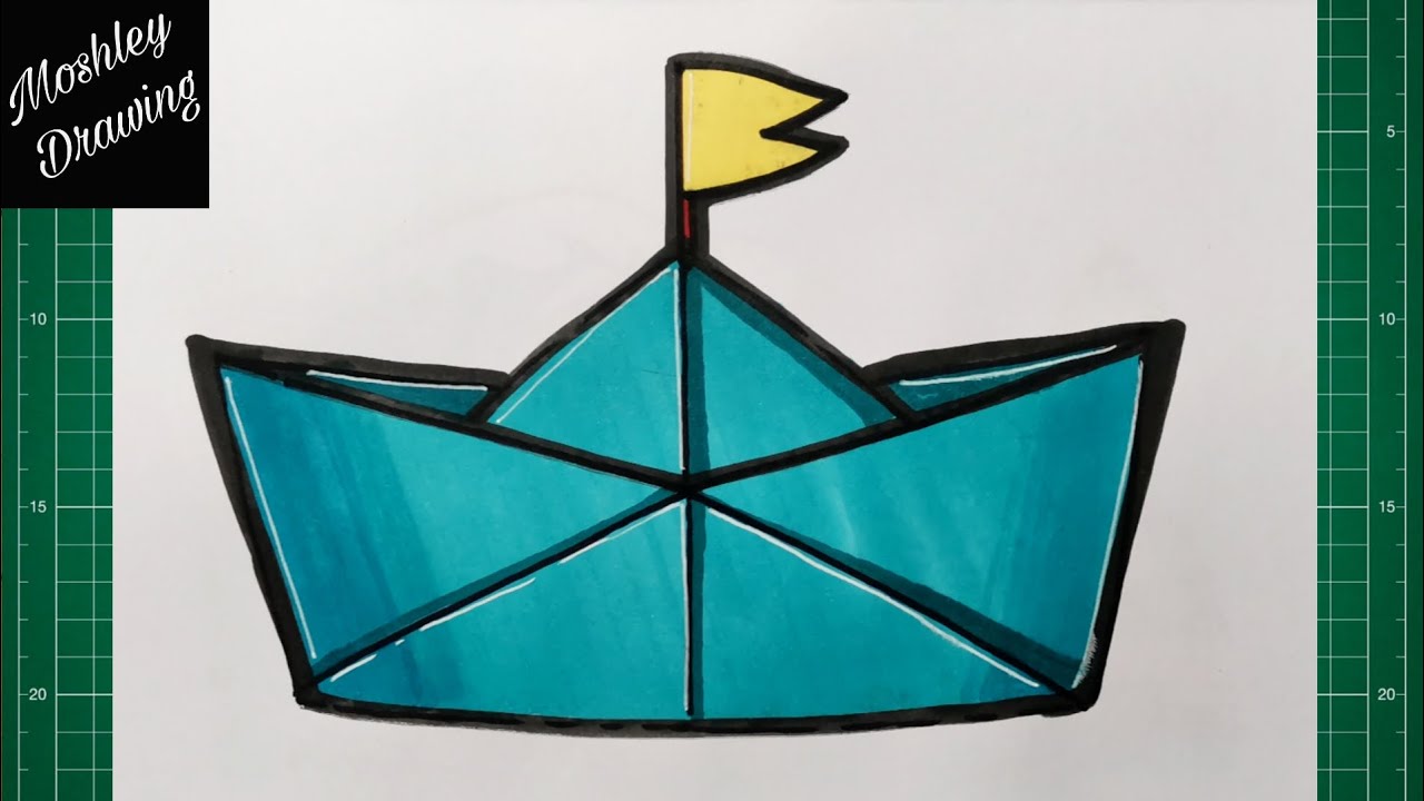 How to Draw an Origami Boat - YouTube