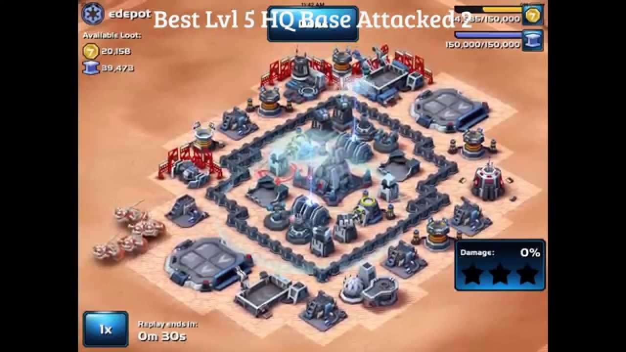 Star Wars: Commander - Strongest Lvl 5 HQ Base Design (v1) Attacked ...
