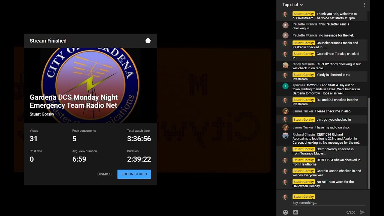 Gardena DCS Monday Night Emergency Team Radio Net - YouTube