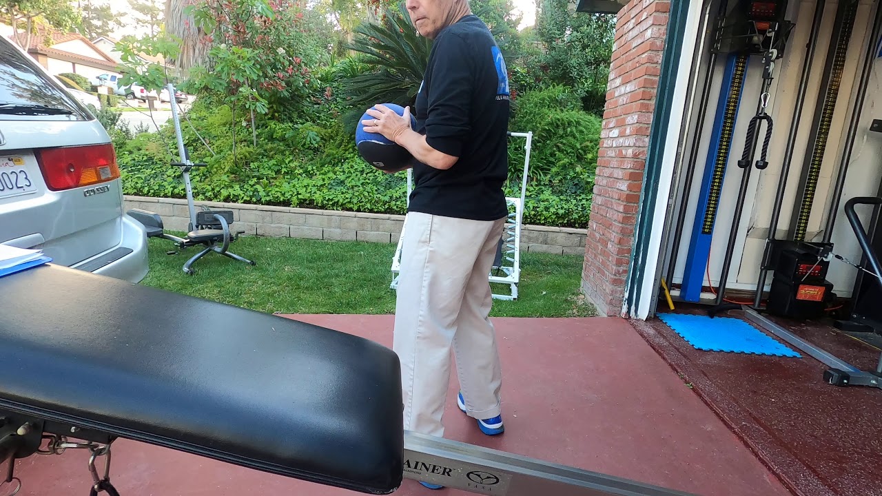 Both arm throws with med ball and mini trampoline - YouTube