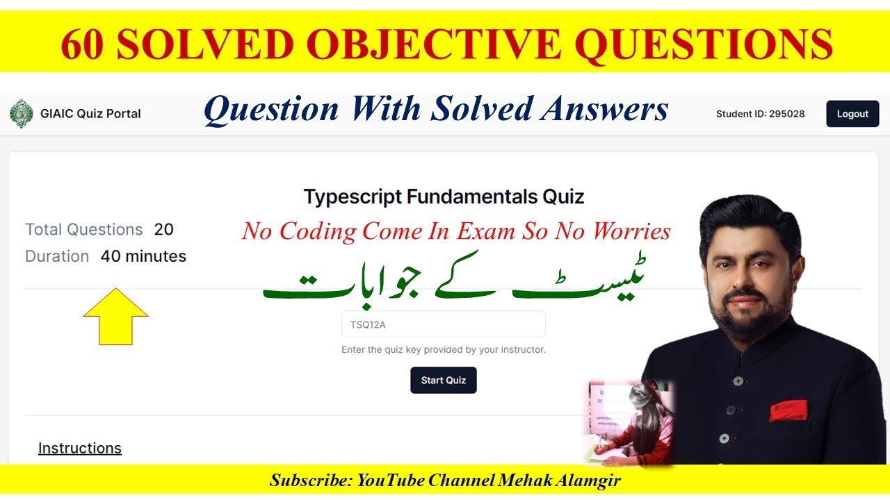 Giaic Quiz Quarter 1 Exam Solution Giaic Typescript Test Typescript Exam Answer Youtube