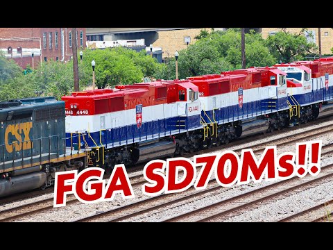 "New" FGA SD70Ms in Birmingham, AL! Downtown Railfanning July 9th 2024 - YouTube
