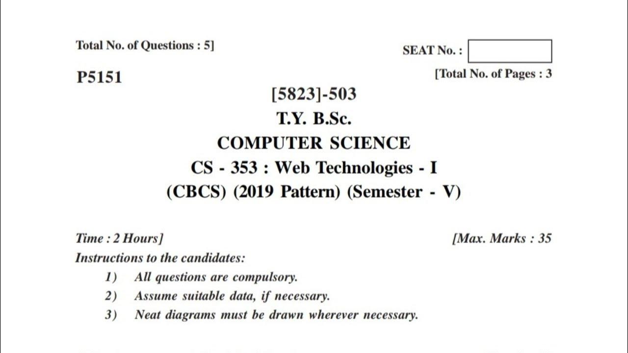 tybsc sem 5 web tech-I previous year question paper 2022/ tybsc sppu 2022 question paper - YouTube