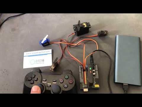 Four-degree-of-freedom servo PS2 remote control kit for arduino - YouTube