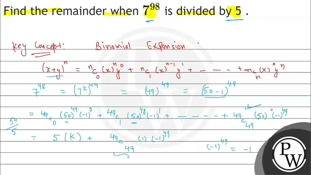 Find The Remainder When 7 98 Is Divided By 5 YouTube find-the-remainder-when-7-98-is-divided-by-5-youtube