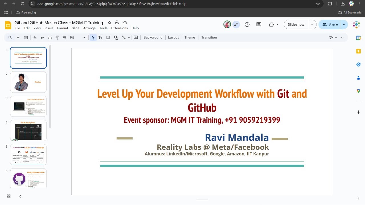 Free GitHub Master class by Ravi Mandala, MTech, IIT Kanpur, MGM IT ...