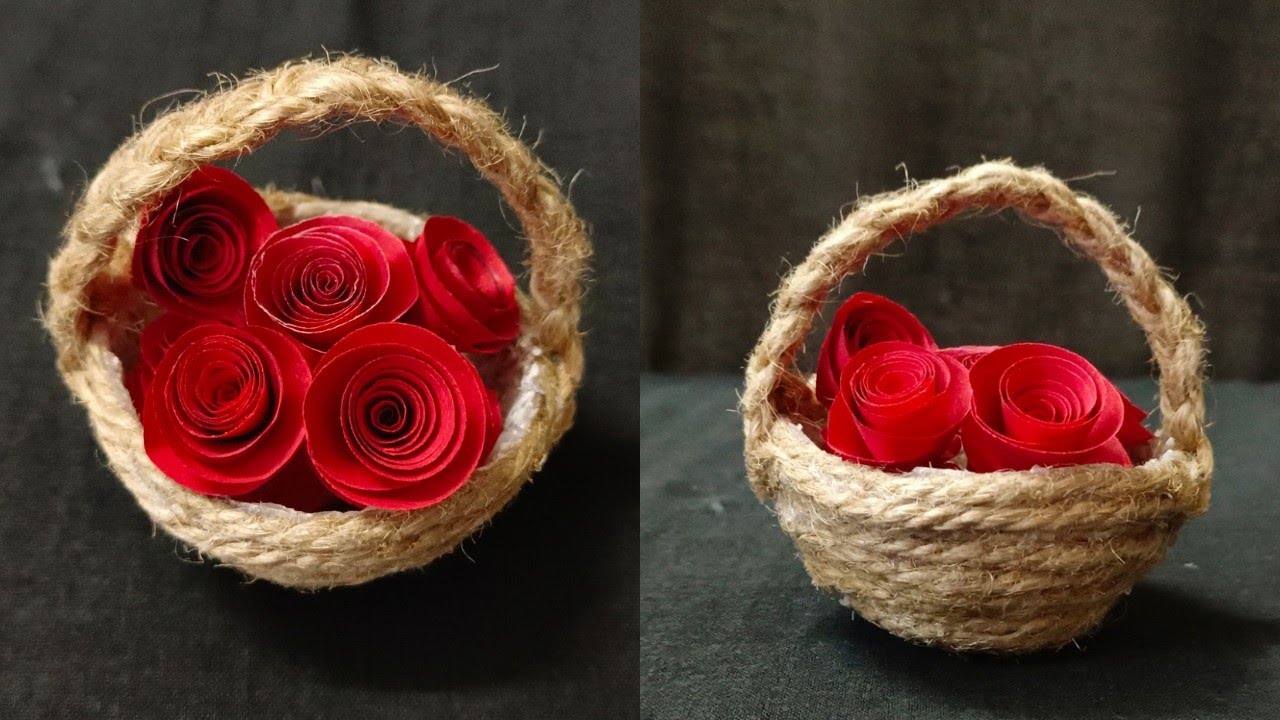 how to make tiny basket with twine 🪢#easy crafts #shortvideo - YouTube
