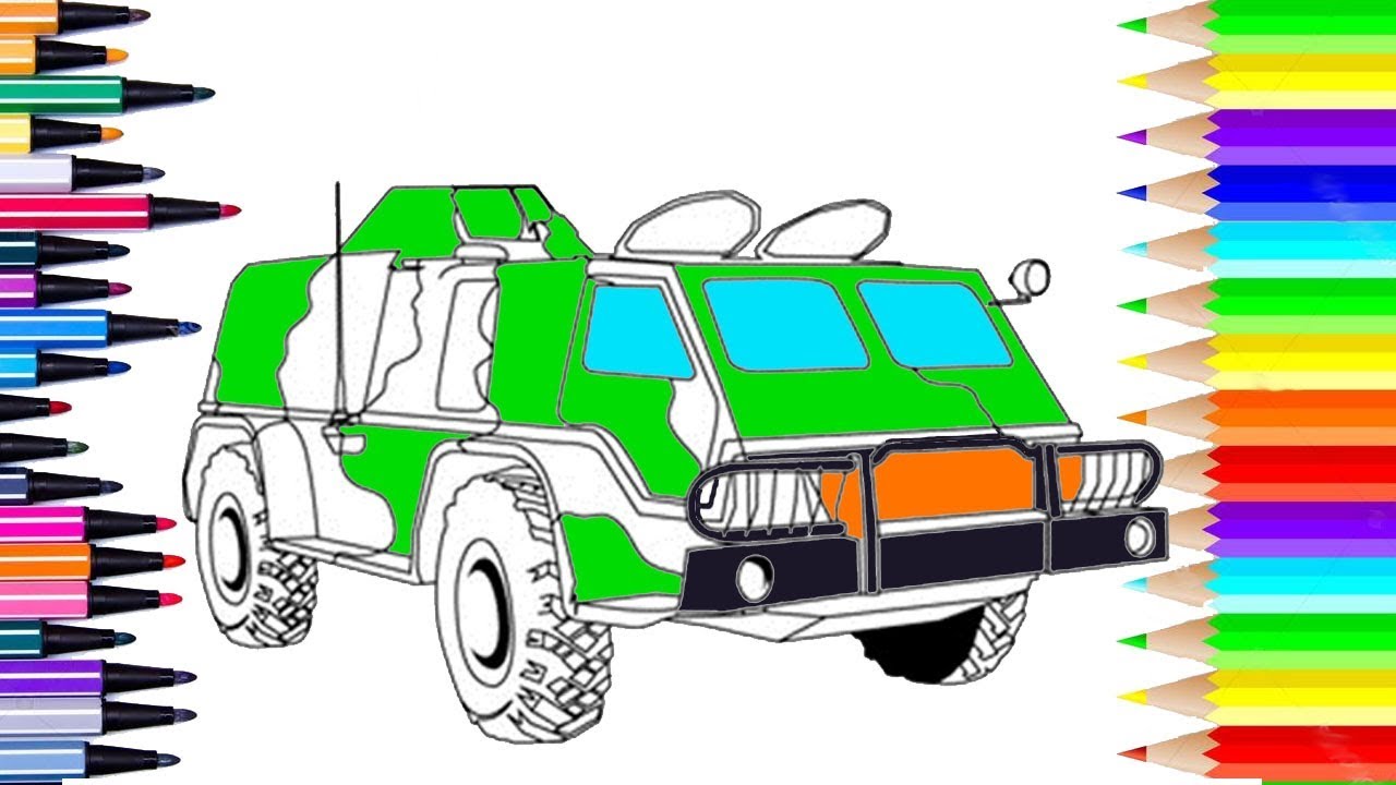how to draw Military machine for kids | Military machine coloring - YouTube