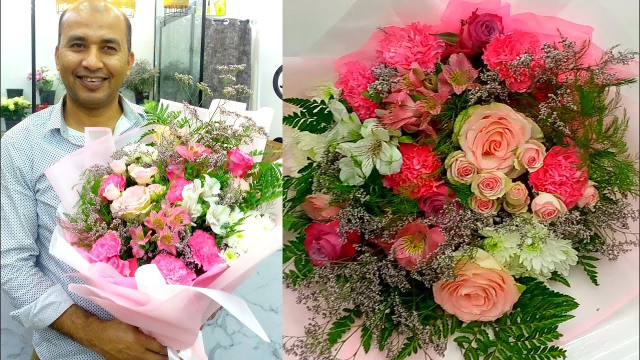 Flower Arrangement Tutorial | Flower Bouquet Wrapping Techniques | How ...