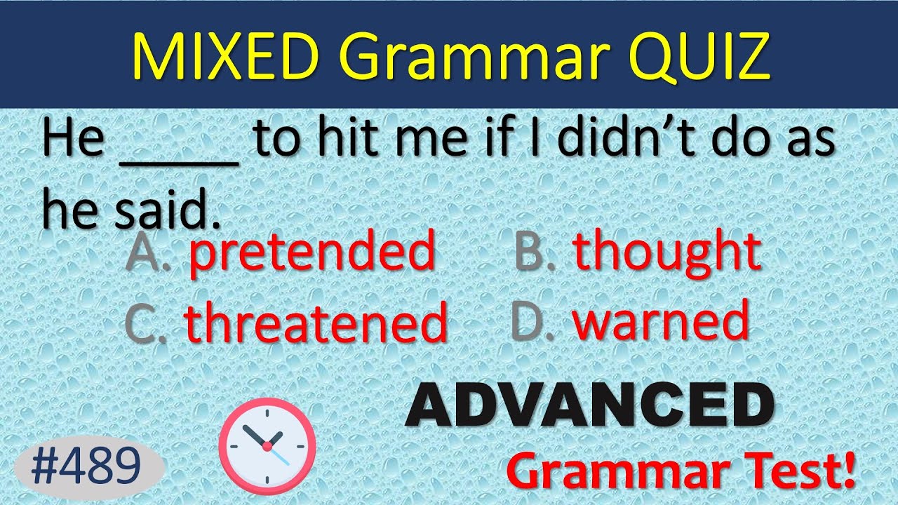 Intermediate Grammar Test | Intermediate English Question and Answer ...
