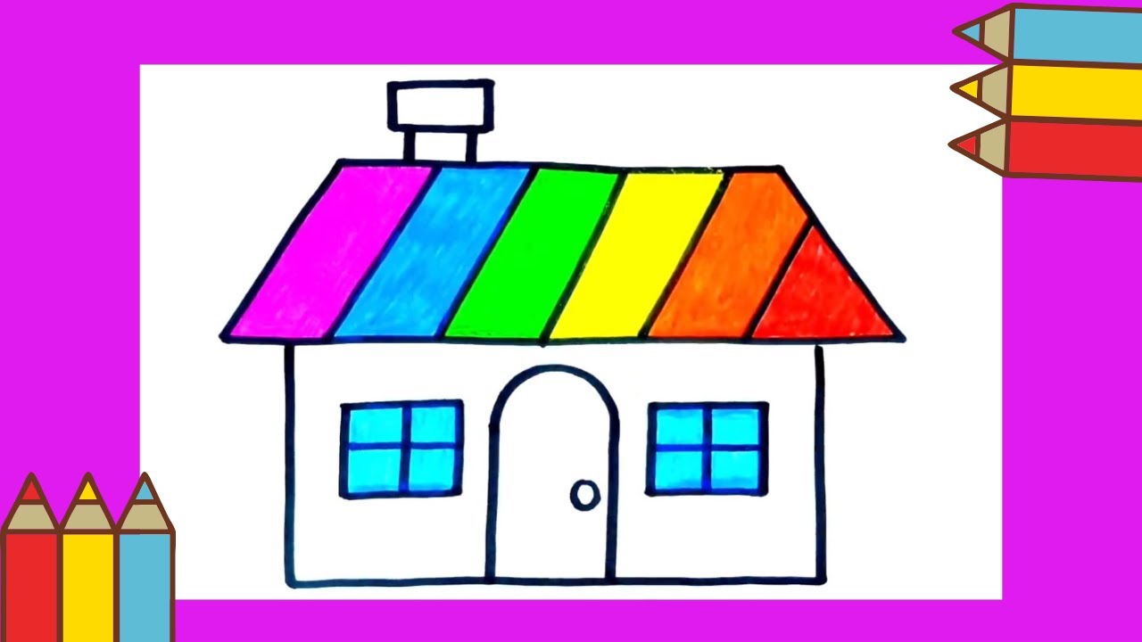 🎨 how to draw a family house? - YouTube