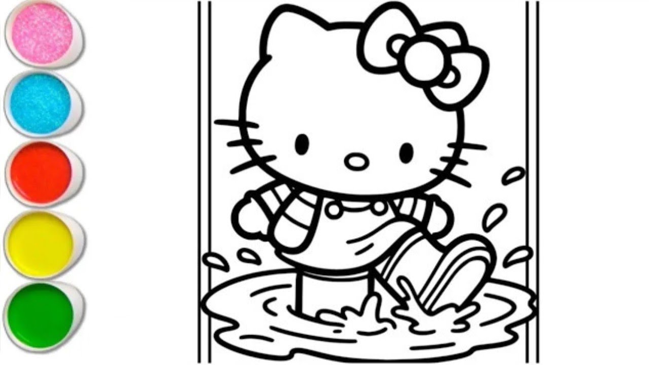 Hello Kitty Jumping in Air Drawing, Painting & Coloring For Kids and ...