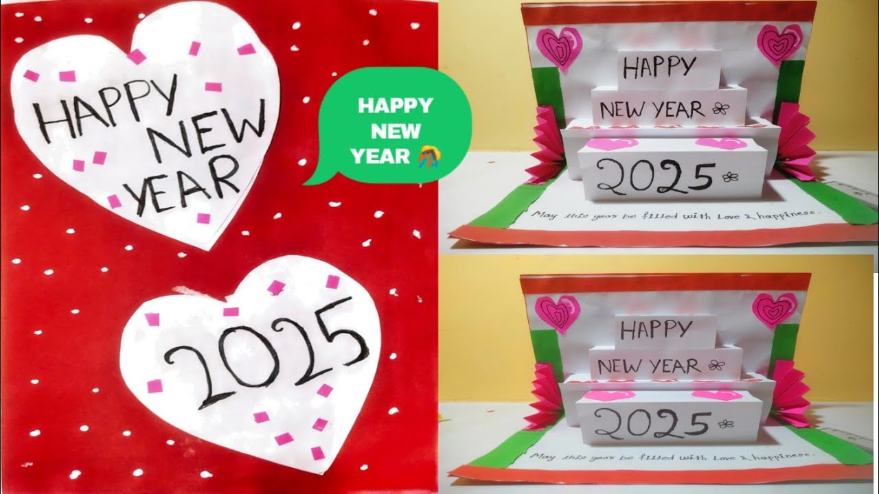 DIY new year special greeting card 2025 // Happy New year pop-up card ...