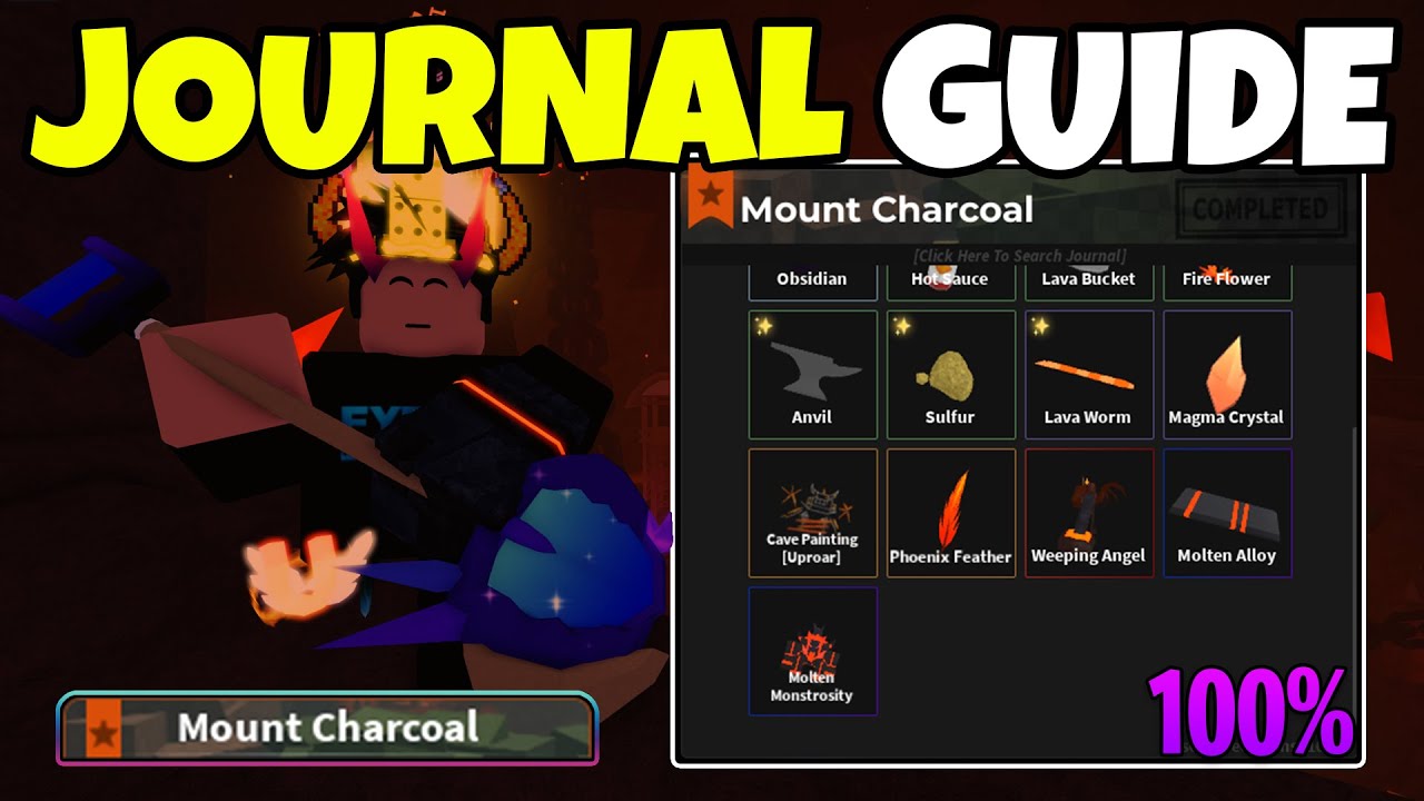 BEST WAY TO COMPLETE MOUNT CHARCOAL JOURNAL In Roblox DIG - YouTube