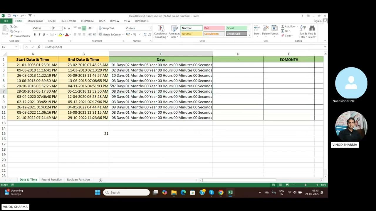 Date & time Function and Round Functions - YouTube