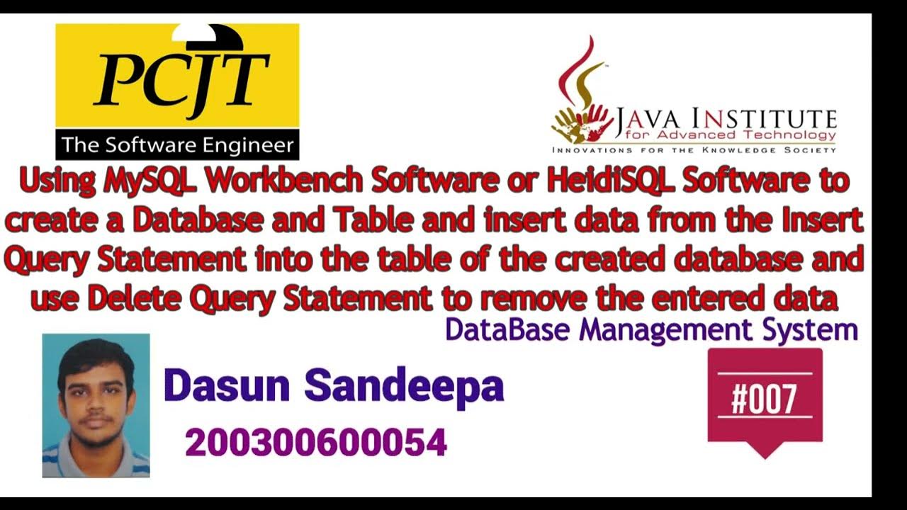 DBMS Task 7-Using MySQL Workbench Software or HeidiSQL Software to create a Database and Table ...