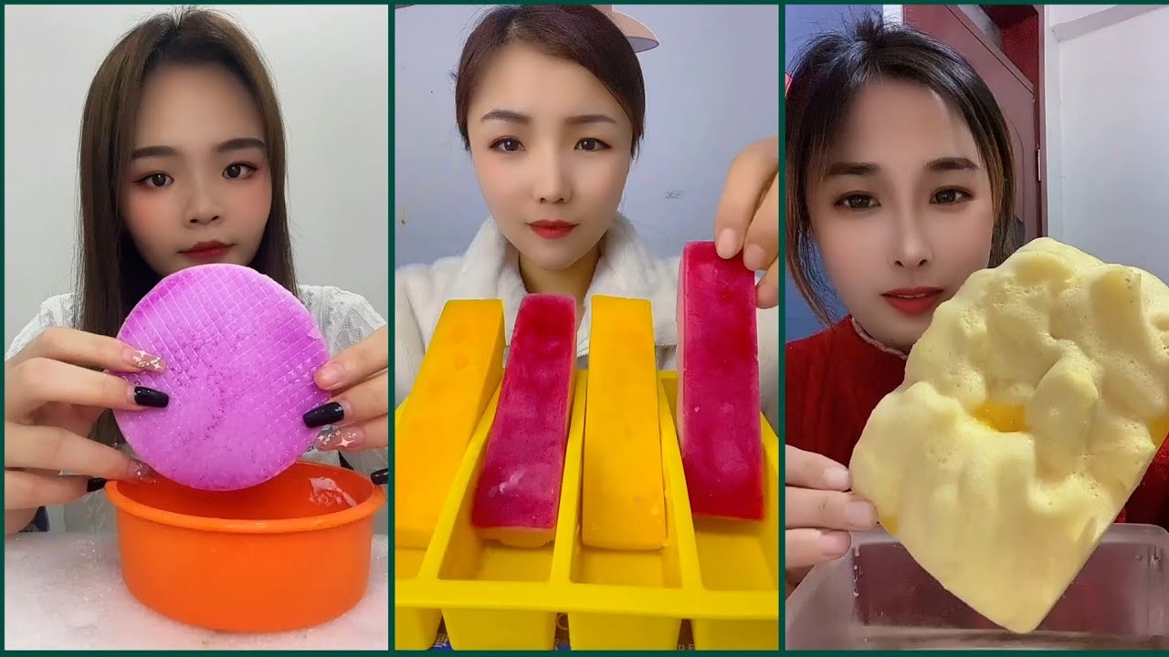 ASMR foam ice eating - YouTube