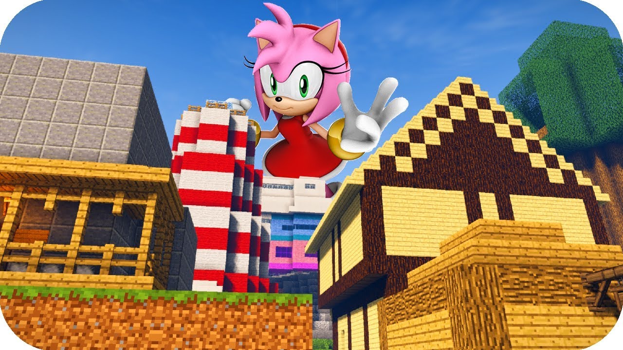 Aparece Amy Rose gigante en mi casa Sonic - Minecraft - YouTube