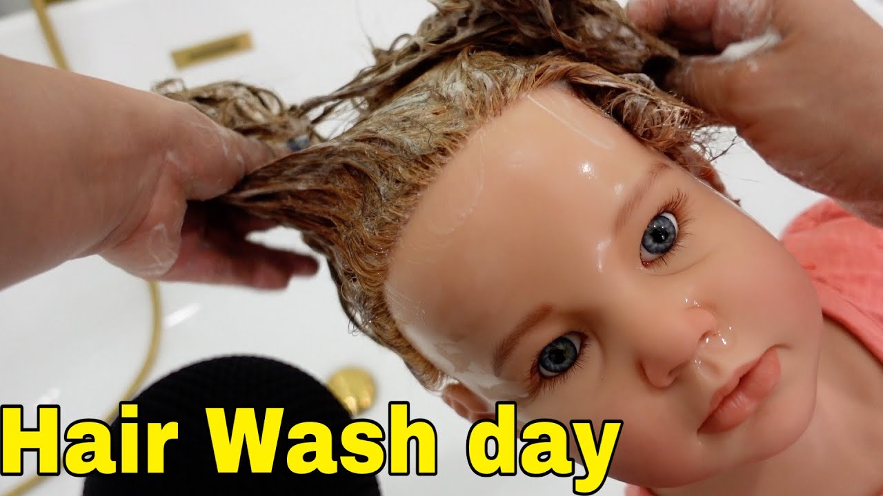 ASMR Hair Wash day for Reborn Hair washing, Shampoo and hair brushing ...