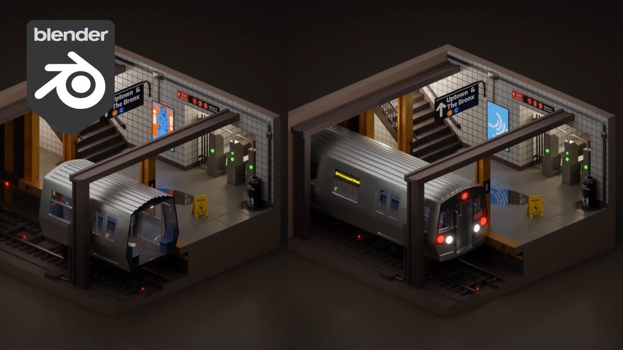 New York Subway Looping Animation | Blender 3.4 - YouTube