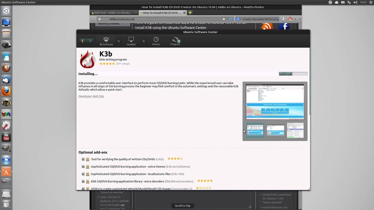 How To Install K3B CD DVD Creator On Ubuntu 13.04 - YouTube