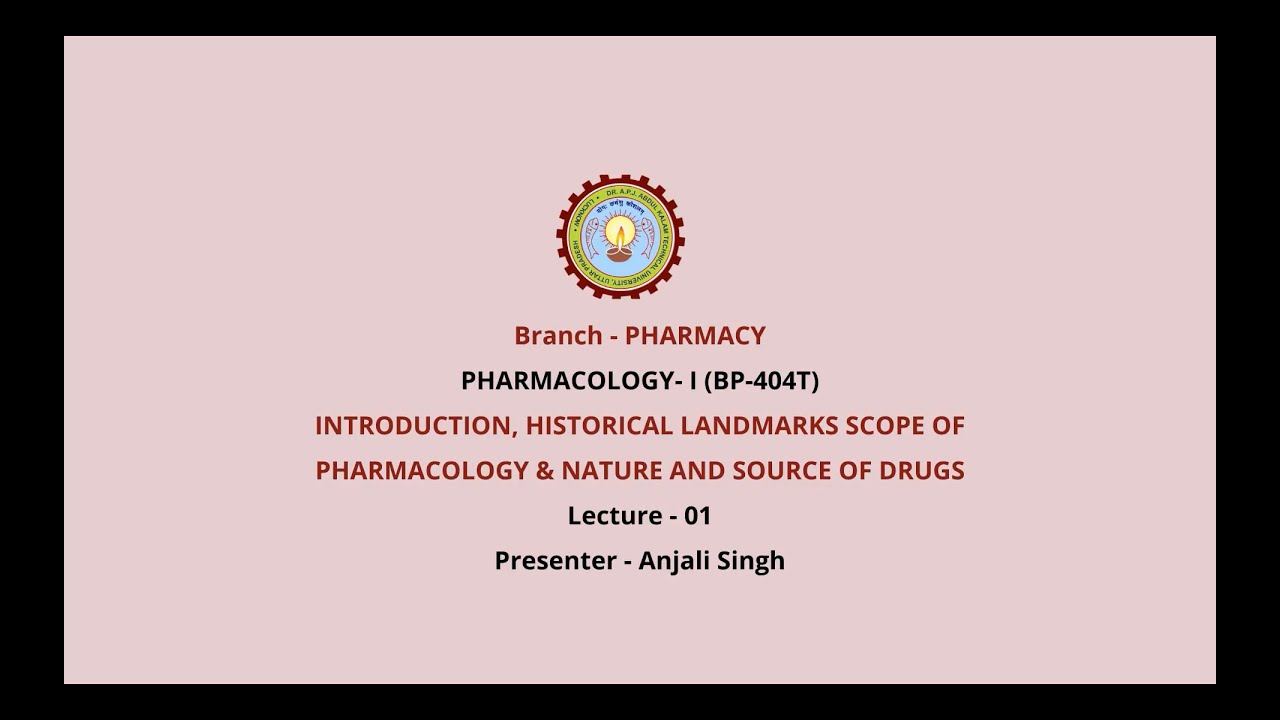 Pharmacology-I | Introduction, Historical Landmarks, Scope of ...