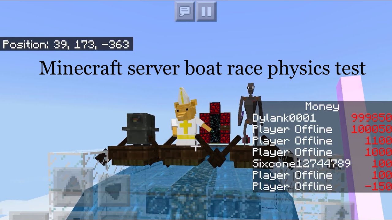 Minecraft server boat race physics test - YouTube