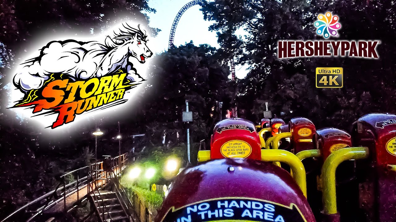 2023 Storm Runner Roller Coaster at Night On Ride Back Seat 4K POV ...