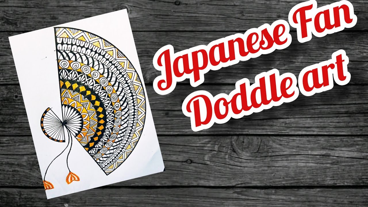 Japanese Hand Fan Doddle Art For Beginners//Japanese Hand Fan Doddle ...