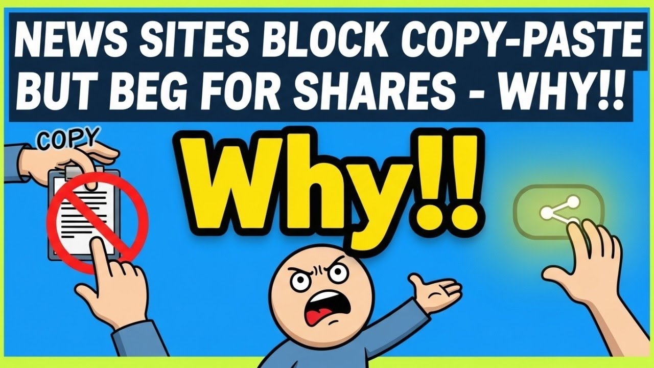 News sites block copy-paste, then beg shares. Social media laughs - YouTube