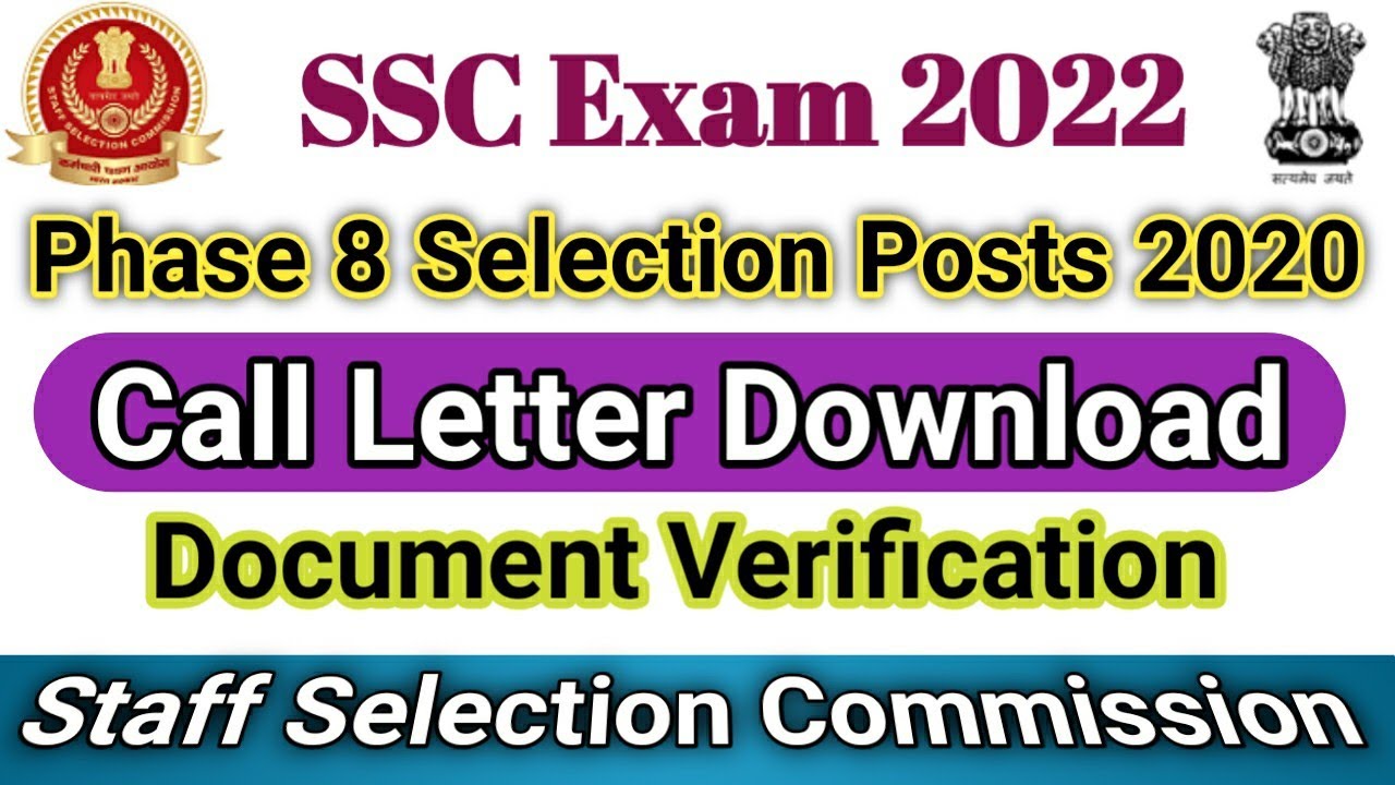 SSC Phase 8 Selection Post Call Letter For Document Verification ...