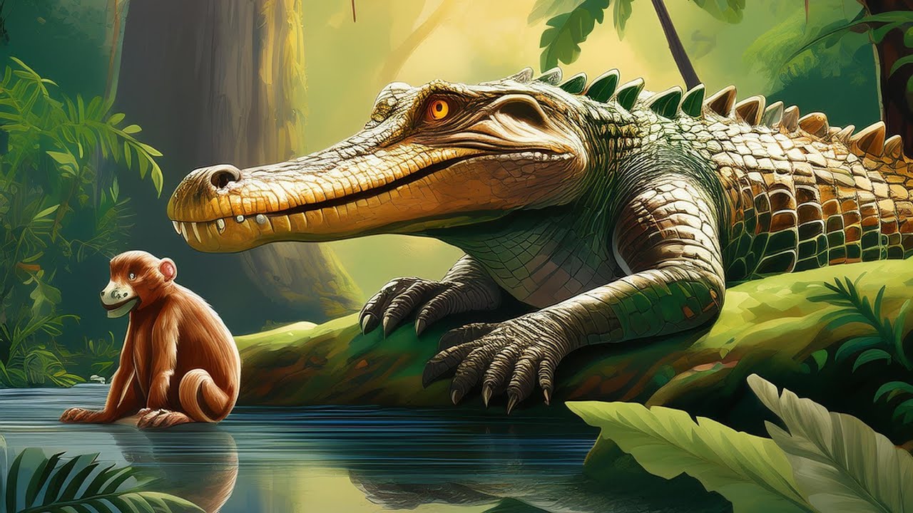 The wise crocodile and the foolish monkey full African story - YouTube