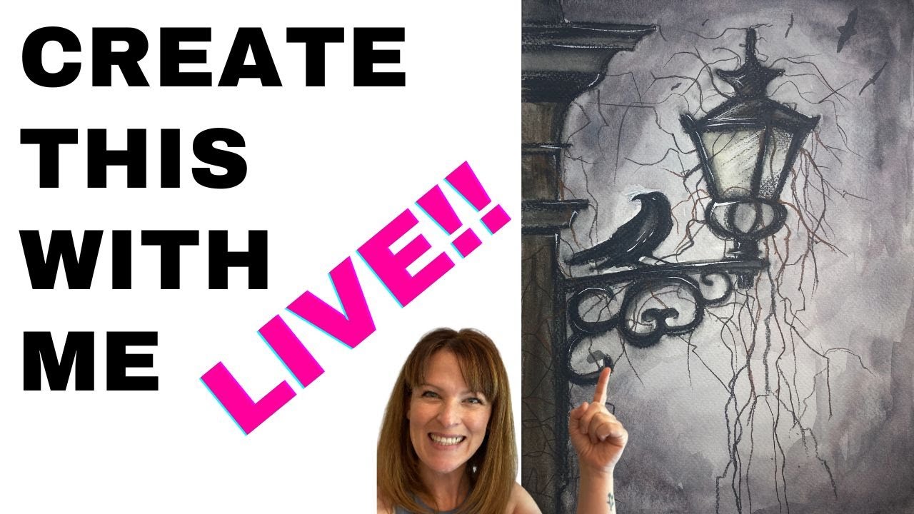 Draw and Paint this Spooky Lamp post with me!!! - YouTube