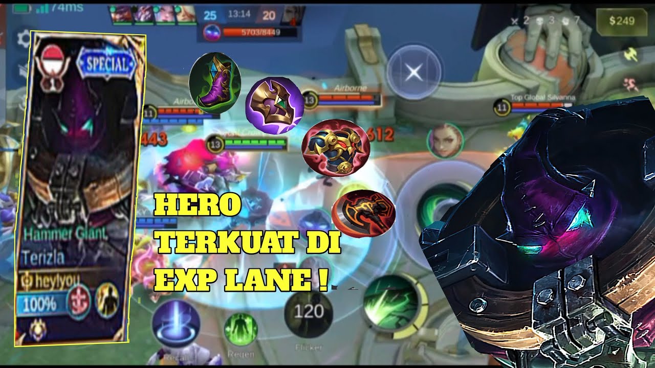 GAMEPLAY MLBB, HERO TERKUAT DI EXP LANE - YouTube