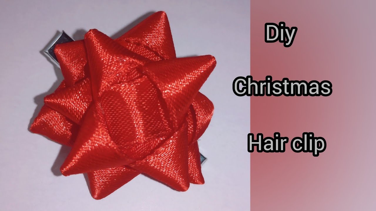 Diy Christmas hair clip /ribbon hair clip - YouTube