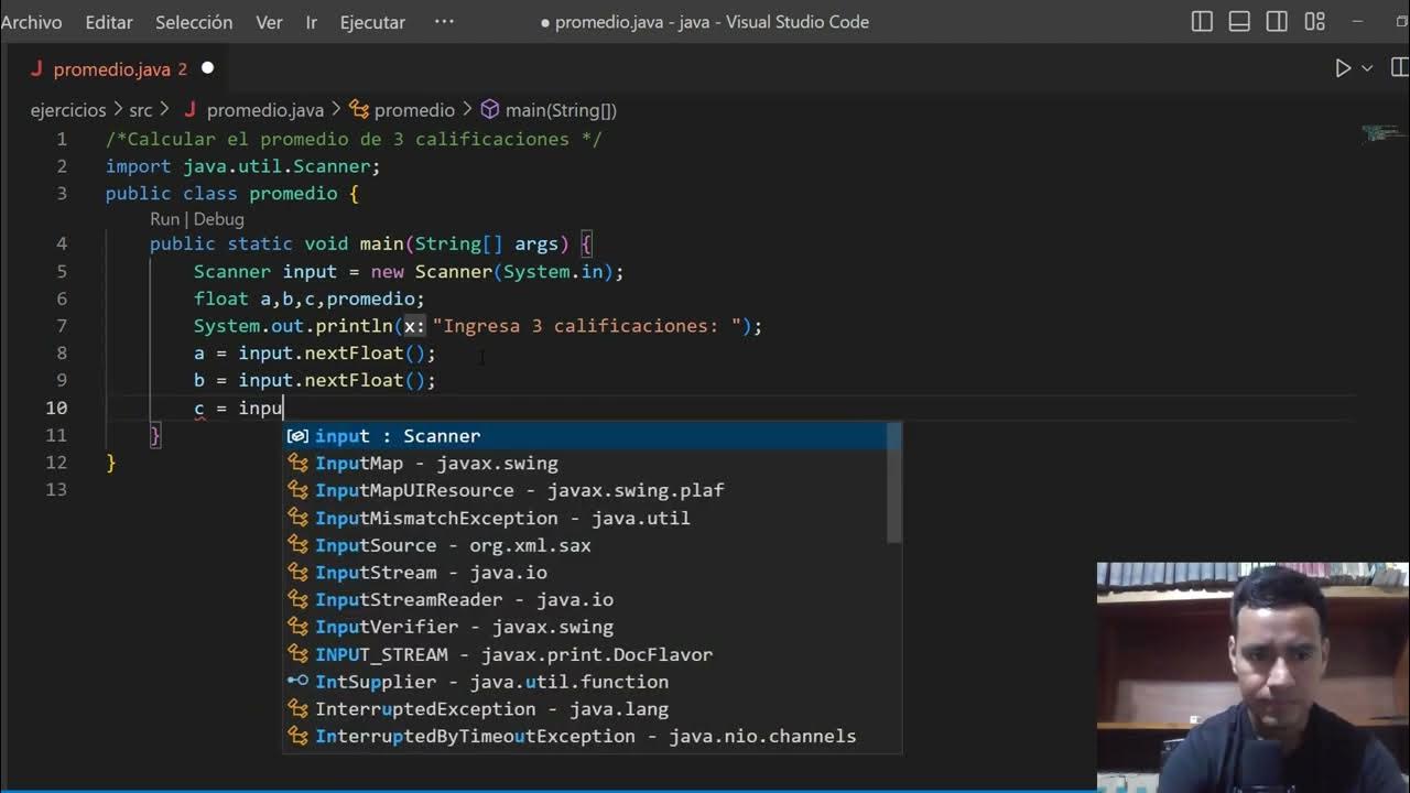 Programa para calcular el promedio de 3 calificaciones en Java - YouTube