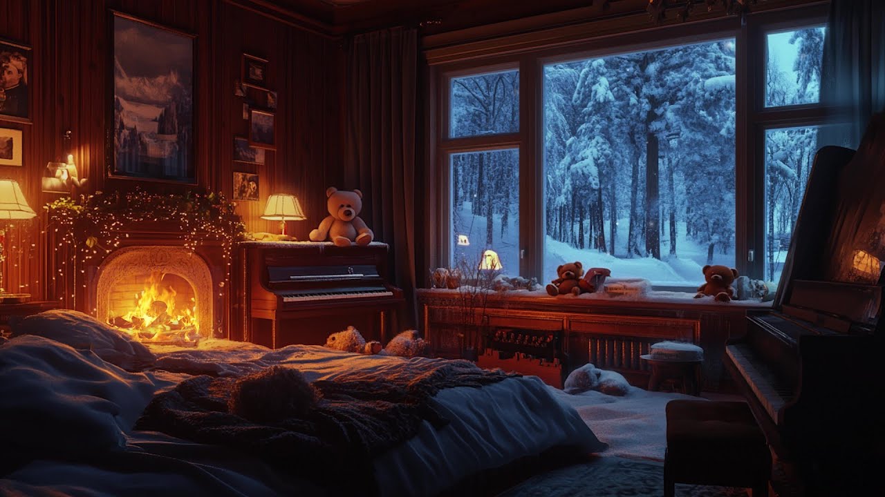 Snowy Night Escape: Relaxing Piano & Fireplace Ambience - YouTube