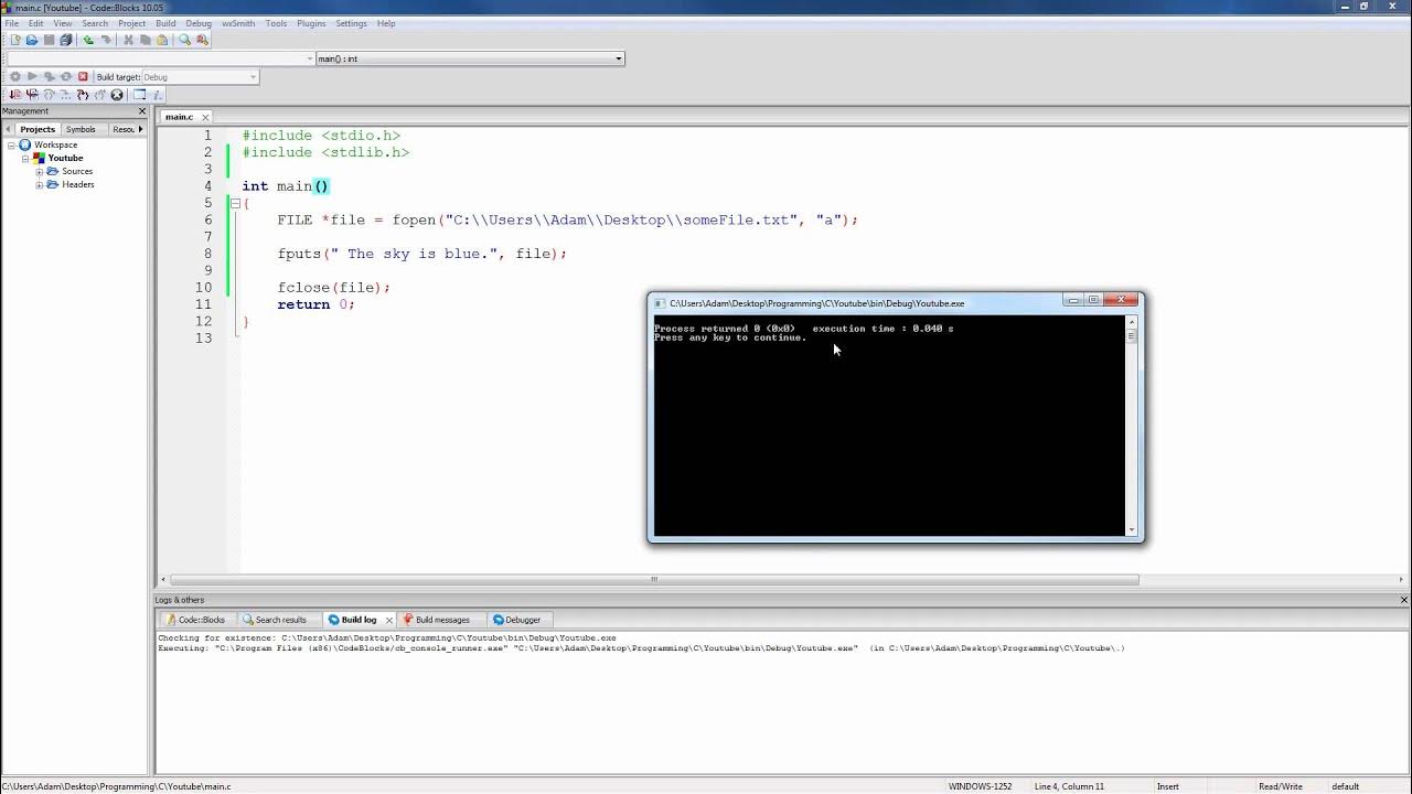 C Programming Tutorial 73, Appending Text to a File - YouTube