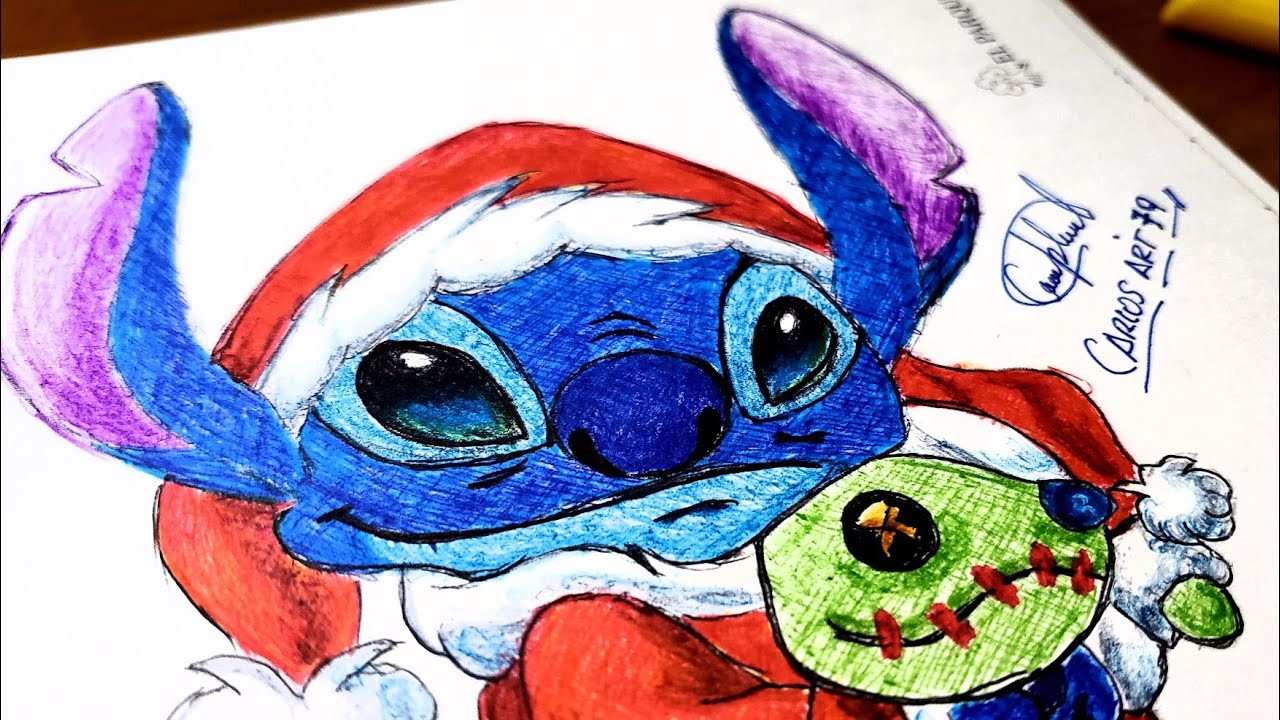 como COLOREAR el BOCETO de STITCH NAVIDEÑO - emitiendo en directo ...