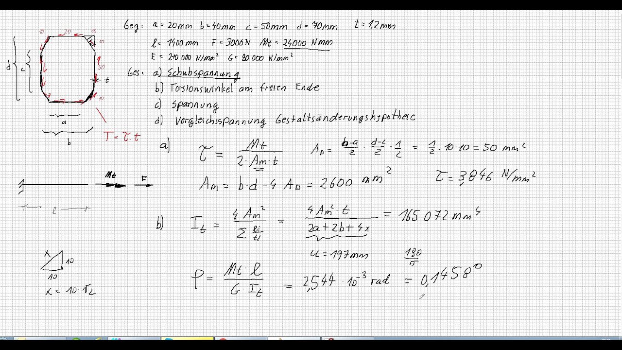 Mechanik2, Torsion und Normalspannung am Kranbahnträger - YouTube
