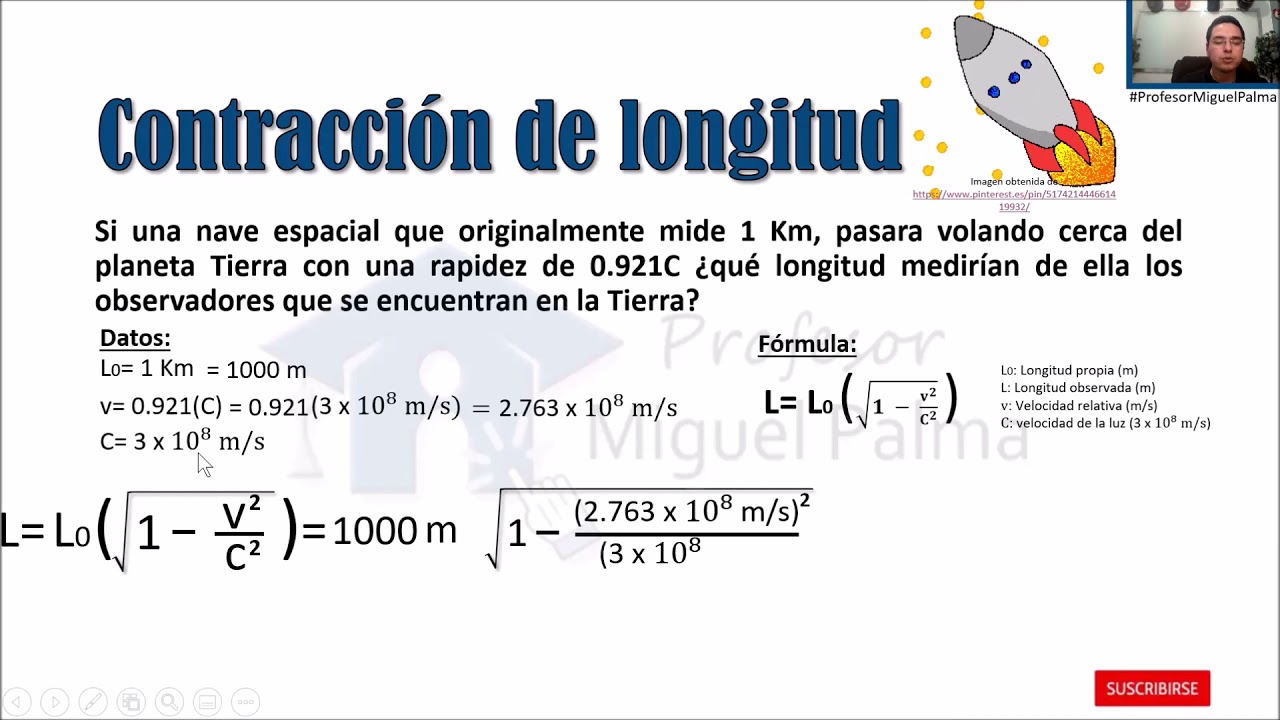 Contracción de longitud - Ejercicio resuelto - Fórmula - YouTube